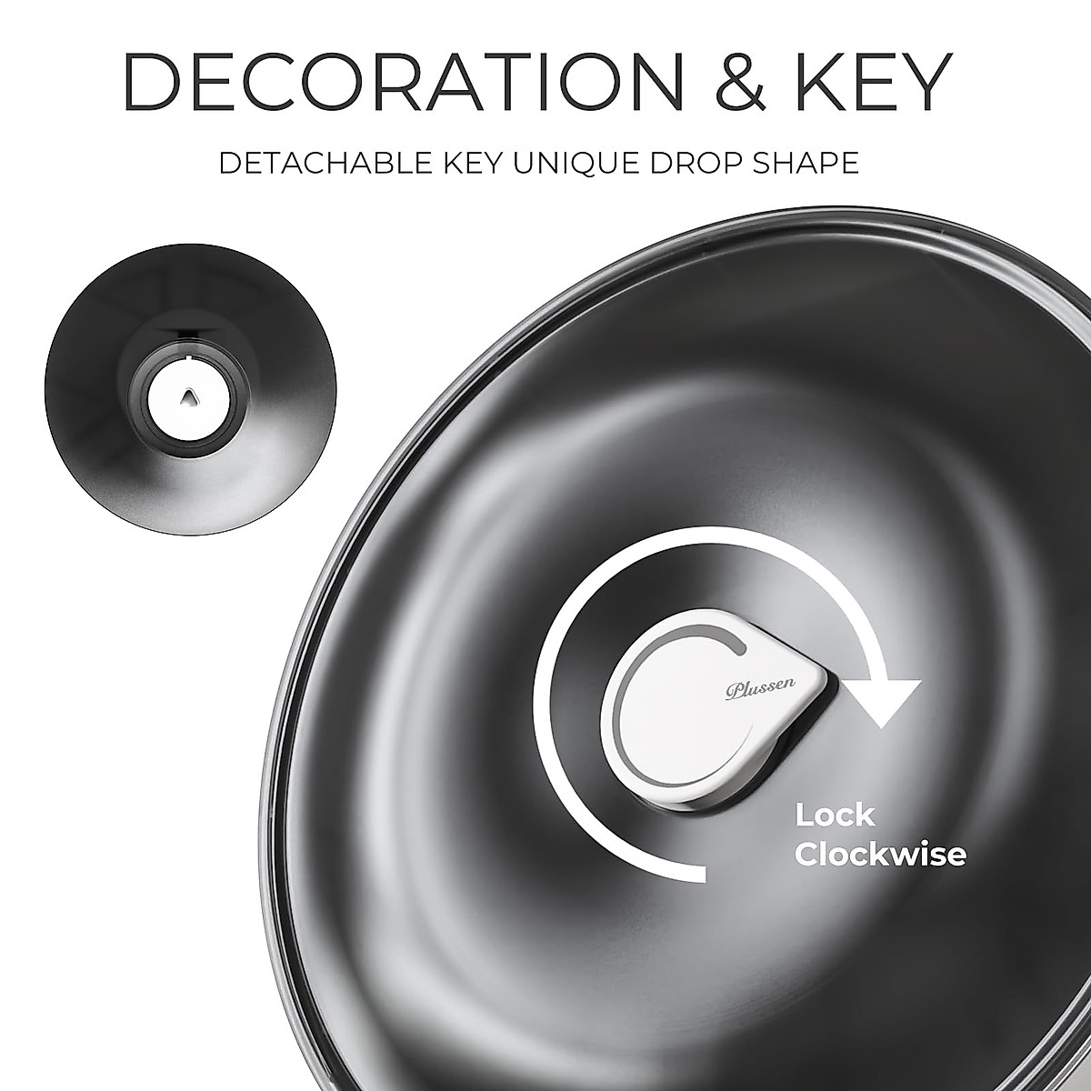 PLUSSEN Toilet Tissue Dispenser Wall Mount, Adhesive No Drilling Jumbo Roll Toilet Paper Towel Dispenser, 9 Inch Single Roll Toilet Paper Dispenser Key Lock, ABS Plastic, Black-PN51023