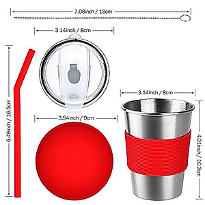 Kids Cups with Straw and Lid Spill Proof,4 Pack 12oz Stainless Steel Drinking Tumbler with Coasters,Unbreakable Water Glasses,BPA-Free Metal Sippy Mug for Toddler,Children,Adult, Indoor,Outdoor