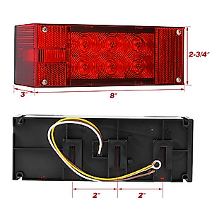 CZC AUTO 2PCS 12V LED Submersible Low Profile Rectangular Trailer Lights, Tail Stop Turn Running Lights Kit, Sealed for Boat Trailer Truck Marine