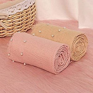 4 PCS Newborn Photography Props Wrap Knit Handmade Pearl Decor Wrap Blanket Swaddle Baby Photo Props Baby Photoshoot Props Prop 2PCS Newborn Photography Wraps + 2PCS Headband(Snow Powder/Beige)
