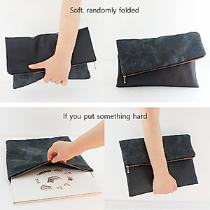 Wristlet Pouch Bag Two-Sided Fold Over Clutch For Women Tie-Dye Pattern Casual Clutch, Oeko-Tex Certified Vegan Leather (Black)