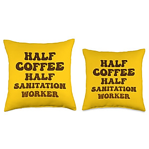 Funny Waste Management Worker Gifts Funny Sanitation Worker and Coffee Lover Apparel Throw Pillow, 16x16, Multicolor