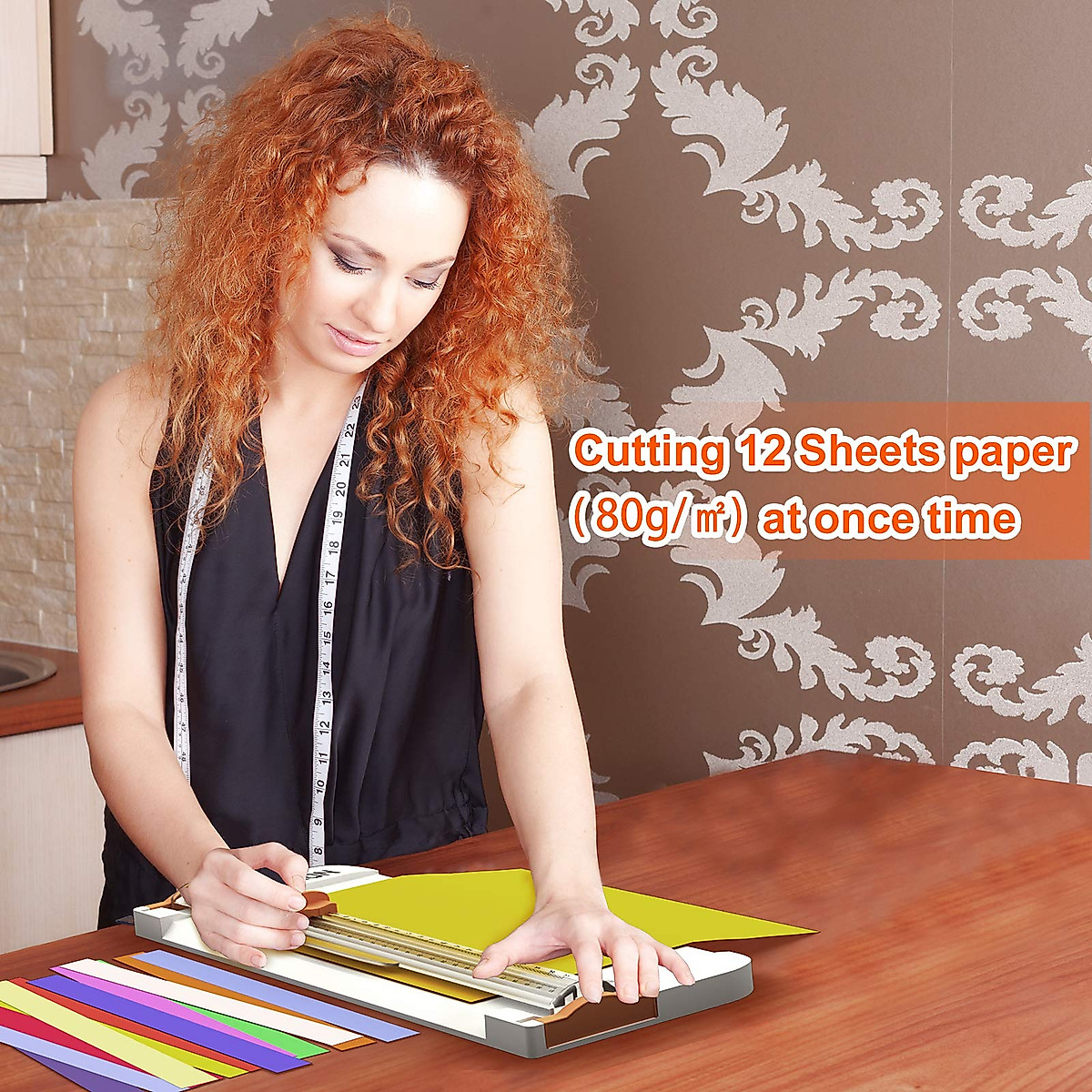 Weenkler Paper Cutter 12 Inch Titanium Paper Trimmer Scrapbooking Tool with Automatic Security Safeguard and Side Ruler for A4, Craft Paper, Label, Photo and Cardstock White