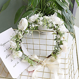 DreamLily Maternity Woodland Photo Shoot Peony Flower Crown Hair Wreath Wedding Headband BC44 (Style 10 Ivory Peony)