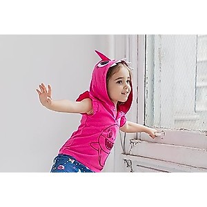 Pinkfong Baby Shark Toddler Girls French Terry Short Sleeve Hoodie & Shorts Set 3T