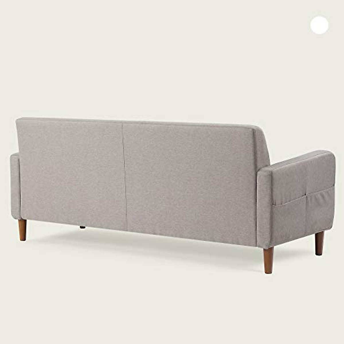 Mellow Adair Mid-Century Modern Loveseat/Sofa/Couch with Armrest Pockets, Light Grey