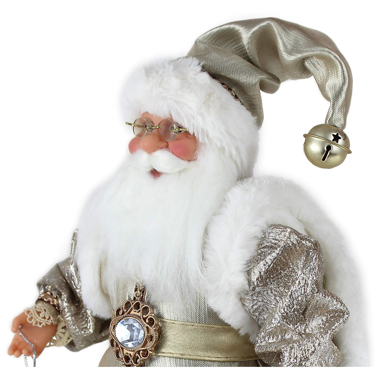 Windy Hill Collection 16" Inch Standing Shimmering Champagne Santa Claus Christmas Figurine Figure Decoration 169050