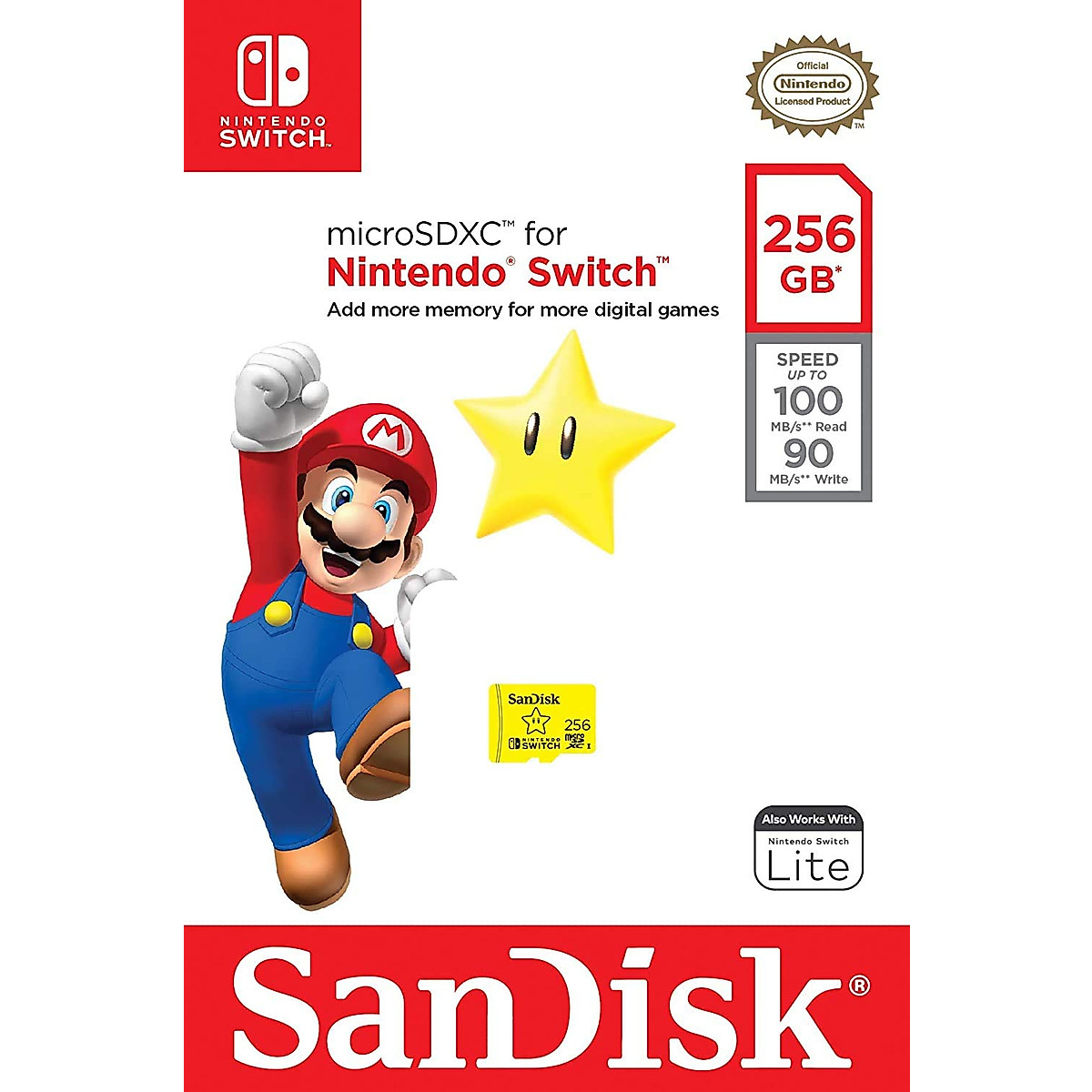 SanDisk 256GB Nintendo Switch MicroSDXC UHS-I Memory Card for Nintendo Switch OLED Model (SDSQXAO-256G-GNCZN) U3, Class 10, 4K UHD Bundle with (1) Everything But Stromboli MicroSDXC & SD Card Reader