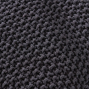 Christopher Knight Home Joyce Knitted Cotton Square Pouf, Dark Grey Small