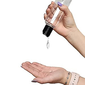 ljdeals 8 oz Clear Plastic Empty Bottles with Black Disc Top Caps, Refillable Containers for Shampoo, Lotions, Cream and More Pack of 6, BPA Free, Made in USA