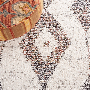 SAFAVIEH Jericho Shag Collection Area Rug - 9' x 12', Ivory & Black, Moroccan Boho Design, Non-Shedding & Easy Care, 1.2-inch Thick Ideal for High Traffic Areas in Living Room, Bedroom (JER102A)