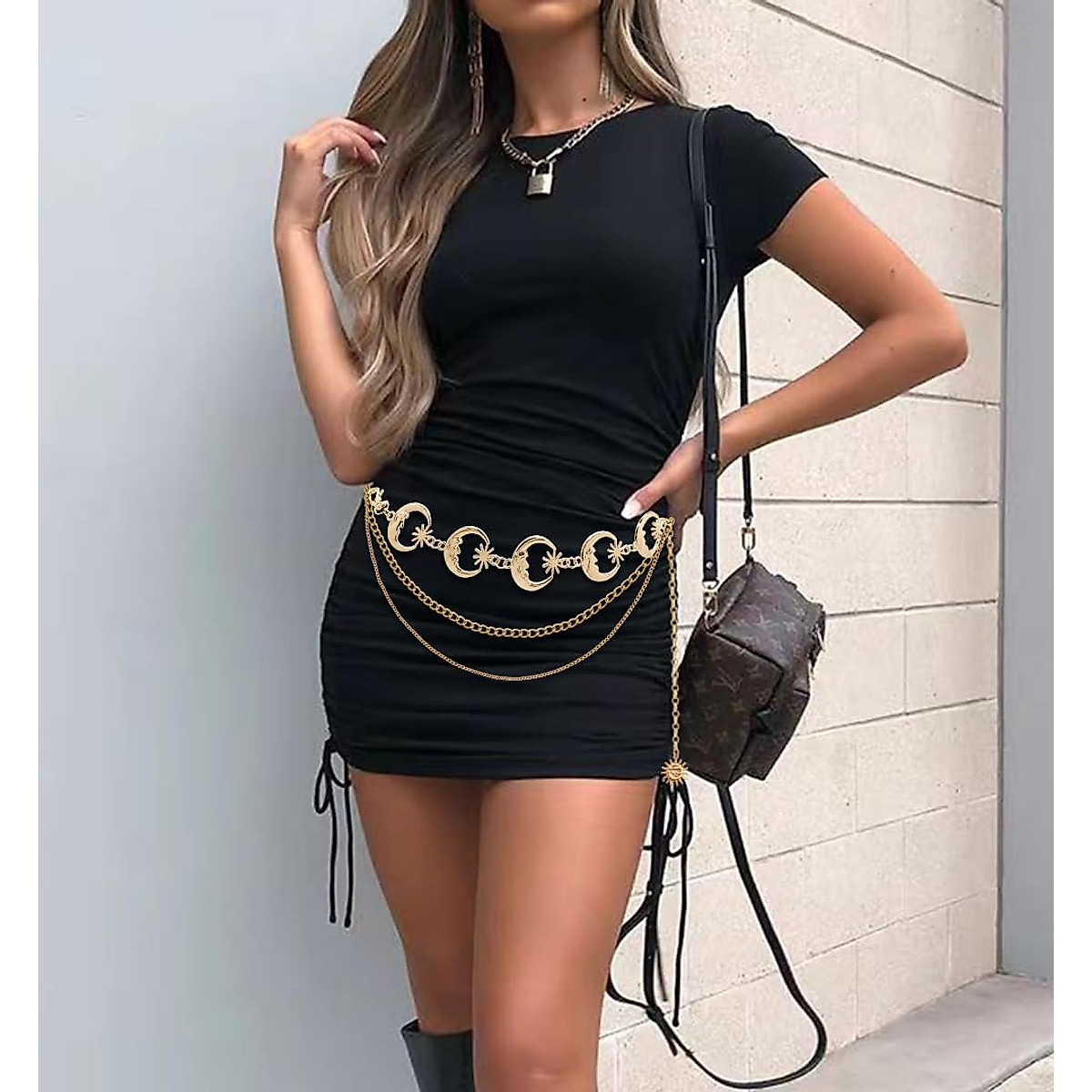 Multilayer Sun Moon Chain Belt Metal Waist Chain Belt Gold Silver Chain Belt for Women Belly Chain Belt Bohemia Body Jewelry