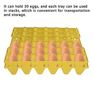 Egg Storage Tray, 30 Cell Egg Crates Plastic Reusable Stackable 5PCS for Hennery for Farm(yellow)