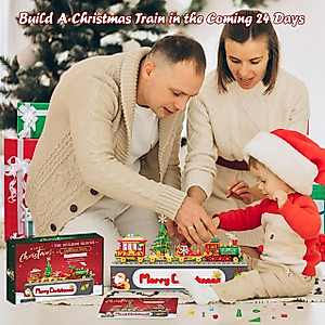 Advent Calendar 2023 Christmas Train Building Blocks Set, 24 Boxes-1529 Pieces Christmas Train with Lights Display Building Kits for Adults and Kids Countdown to Christmas Thanksgiving Gifts