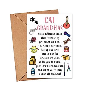 Cat Grandma Mother's Day Card - Cat Grandma Card - Pet Cat Toys Card - Cards For Cat Lovers - Mother's Day Card - Happy Birthday Grandma - Cute Cat Grandma Card - Grandma Love Cats - Greeting Card