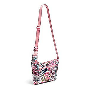 Vera Bradley Women's Recycled Lighten Up Reactive Crossbody Sling Purse, Rain Forest Canopy Coral, One Size