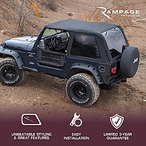 Rampage Frameless Trail Top | Vinyl, Spice Denim Color with Tinted Windows | 109517 | Fits 1997 - 2006 Jeep Wrangler TJ