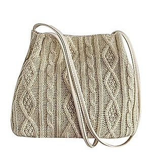 Women Girls Shoulder Handbags Casual Hobo Bags Knitted Shopper Tote Bag Dating Bag