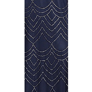 Adrianna Papell Women's Short Sleeve Blouson Beaded Gown, Navy, 10