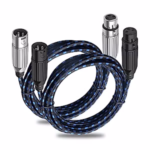 DREMAKE Professional Audio Mic AMP Cable Cords - XLR 3 Pin Male to XLR 3 Pin Female Braided Cables - 25' Balanced Snake Patch Cord for Powered Speakers, Live Sound & Performance, Mixers - 2 Pack