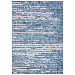 Safavieh Cabana Collection Area Rug - 5'3" x 7'6", Blue & Beige, Non-Shedding & Easy Care, Indoor/Outdoor & Washable-Ideal for Patio, Backyard, Mudroom (CBN506M)