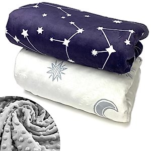 Grow Wild Baby Blanket 30x40 Inch | Super Soft & Plush Minky for Boy or Girl | 2-Pack of Travel, Nursery, Stroller, Swaddle or Receiving Blankets | Double Layer Dotted with Stars & Moons