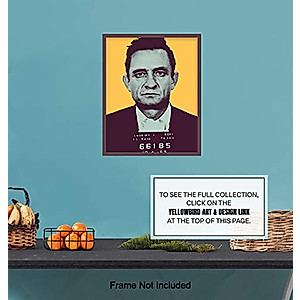 Johnny Cash Folsom Prison Mugshot Poster - 8x10 Andy Warhol Pop Art Wall Art Sign - Cool Unique Modern Home Decor for Living Room, Bedroom, Office - Gift for Country Music, Nashville Fans, Men, Women