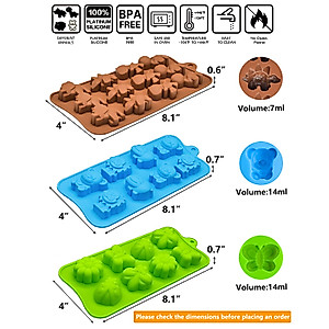 Candy Chocolate Molds Silicone, Non-stick Animal Jello Molds, Crayon Mold, Silicone Baking Mold - BPA Free, Forest Theme with Different Animals, including Dinosaurs, Bear, Lion and Butterfly, Set of 6