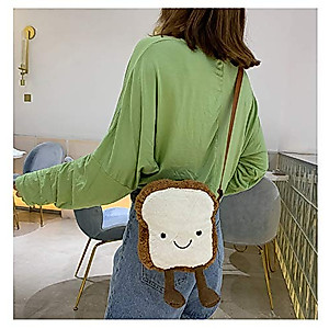 V&E Sliced Bread Plush Purse Messenger Bag Crossbody Shoulder Bags Toast The Best Thing Since Sliced Bread White and Brown