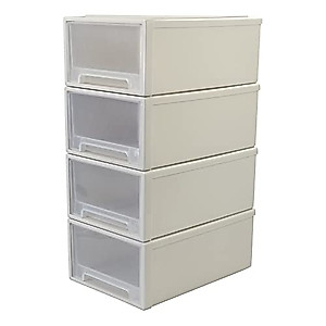 Jandson 4 Pack Stacking Storage Chest Drawer, 12 Quart Organizer Box Bin