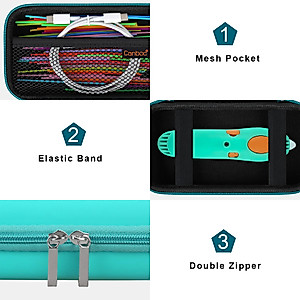 Canboc Hard Case for 3Doodler Start+ Essentials (2024) 3D Pen Set for Kids, 3D Pens Storage Organizer Carrying Holder, Mesh Pocket fit 3Doodler Start Plastic Filaments, USB Cable,Turquoise (CASE ONLY)