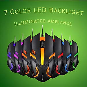 Smaige Wired USB Mouse – RGB Optical Computer Mouse,1200 DPI Office,Home and Game Mice for Windows PC, Laptop, Desktop, Notebook, for Right or Left Hand Use (Black)