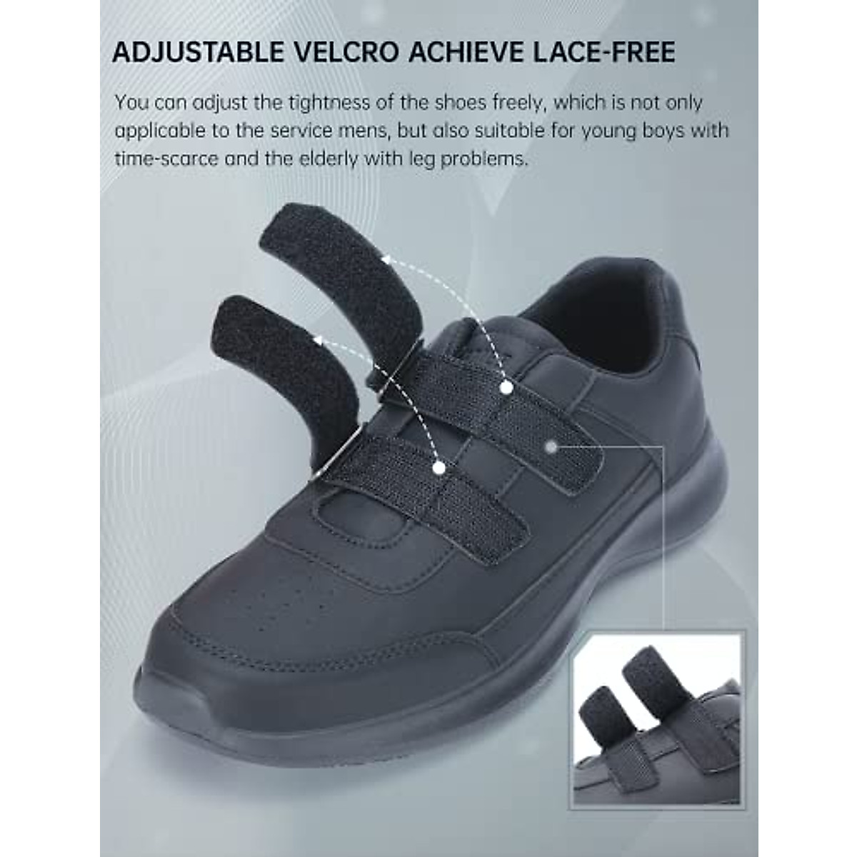 SPIEZ Mens Waterproof Non Slip Shoes, SRC Certification Food Service Shoes, Breathable Lightweight Slip Resistant Work Shoes Black US7.5-12