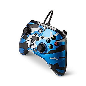 PowerA Enhanced Wired Controller for Xbox Series X|S - Metallic Blue Camo, gamepad, wired video game controller, gaming controller, Officially Licensed for Xbox