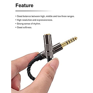 Headphone Adapter 4.4mm Male to 3.5mm Female Adapter for 3.5mm Cable Connected to Balanced 4.4mm Player Device High Stereo Audio Converter OFC Cable with Gold-Plated Plug 6 inch Length Extension Cord