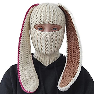 Peiiwdc Hat,Knitted Hat for Children Adult Windproof Foldable Winter Hat Cartoon Ear Shape Keep Warm Windproof Cycling Hat Jujube Red