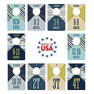 Canopy Street Baby Boy Closet Clothing Dividers/Closet Organizer For Baby Clothes Newborn To 4T / 4" x 6" Boy Nursery Clothes Size Dividers