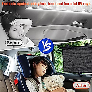 Kewucn Car Side Window Sun Shade, 2 Pack Retractable Auto Sunshade Visor for Block Heat UV Rays and Glare Protection, Universal Roller Window Shade for Baby, Pets, Kids, Passengers (Medium)