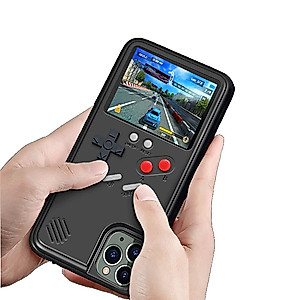 KJArrow Handheld Game Console Case for iPhone 12, Retro Gameboy Case for iPhone 12, Video Gaming Case with Color Display and 36 Small Games, Playable Game Case for iPhone 12 Black