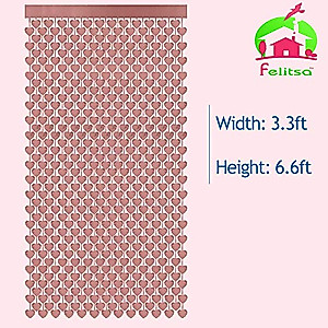 Rose Gold Heart Foil Curtain 2 Pcs - Metallic Fringe Tinsel - Bachelorette Party Decorations, Birthday Backdrop, Wedding Photo Booth, Engagement, Bridal Shower (Rose Gold)