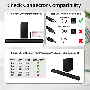 HKY 24V AC Adapter Compatible with Samsung HW-J355 HW-H450 Donga HW-450 HW-M550 HW-H750 HW-K550 HW-K551 HW-J8500 HW-J7500 HW-J7501 HW-K450 HW-H570 HW-K650 HW-J8500R Soundbar Power Supply Cord Charger