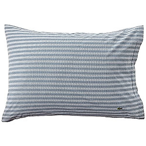 Lacoste 100% Cotton Percale Sheet Set, Herringbone Print, Vintage Indigo, 4 pcs, Full