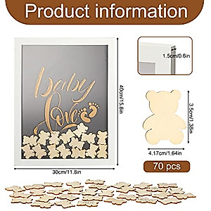 Unittype Baby Shower Guest Book Alternative 70pcs Bear Elephant Token Frame Baby Shower Favors Baby Keepsake Signature Book Picture Frame for Baby Birthday (Bear)