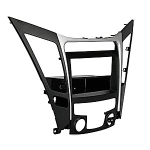 Scosche HY1625B Double DIN & DIN+Pocket Dash Kit Compatible with 2011-13 Hyundai Sonata with Standard A/C Controls Black with Silver Trim