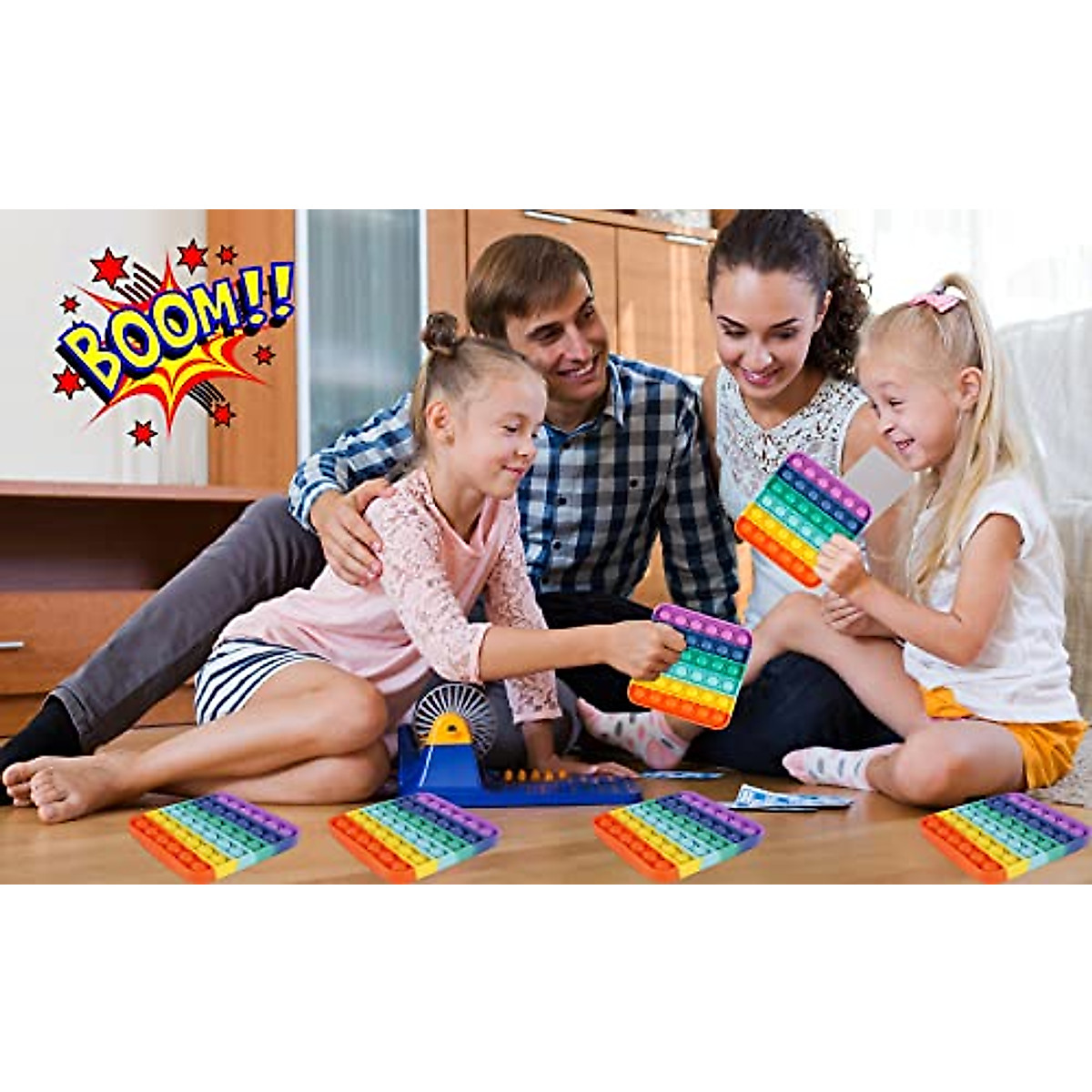 Genovega 6 Packs Fidget Toys Gifts for Boys Girls Kids, Classroom Tools Aids Push Bubble Sensory Party Grade Group Preschool Graduation Favors Instruction Learning Game Rainbow Square Bulk