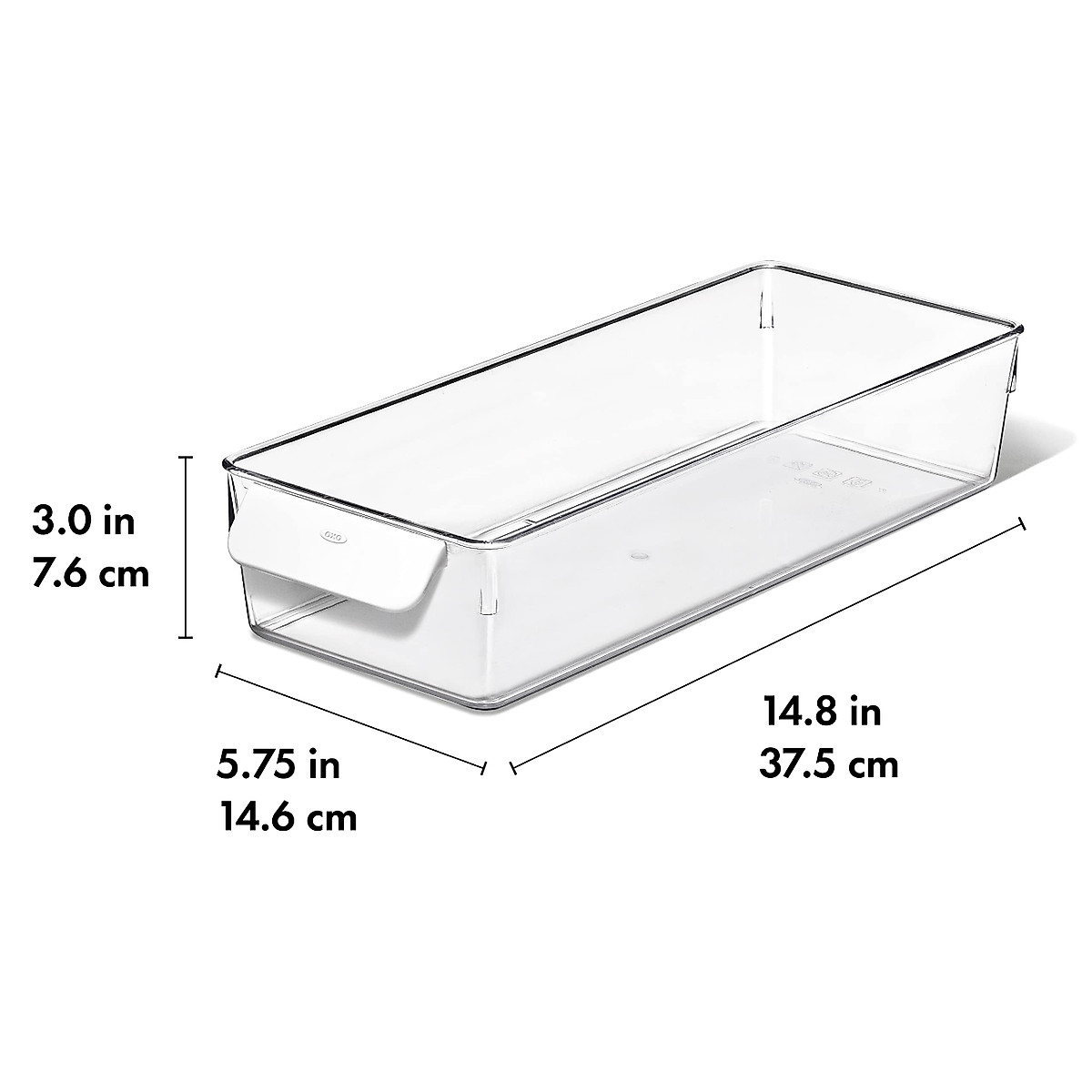 OXO Good Grips Fridge Organization Bin 5 in x 14 in - for Yogurt Cups, Small Produce, Berry Bins and More