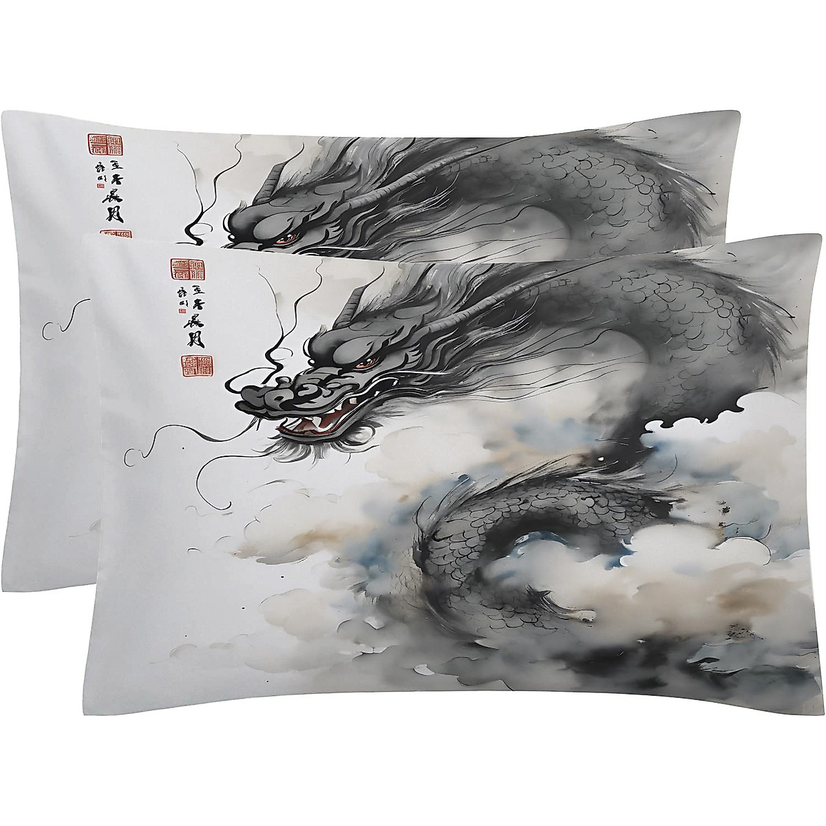 OmErsa Dragon Duvet Cover Queen Size Set, Chinese Bedding Bedroom Decor, Comforter Cover & 2 Pillowcases 3 Pieces, Home Collection Quilt Cover