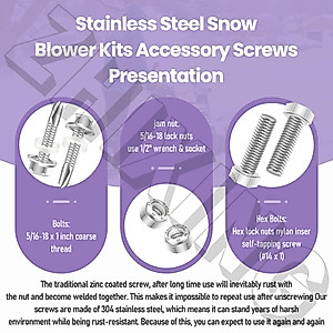 100% 304 Stainless Snow Blower Impeller Modification/Rubber Ki, 3/8inch 3-Blade Universal - Modifies 2-Stage Machine Including Installation Hardware, Repeated and Use Durable in Various Conditions (3)