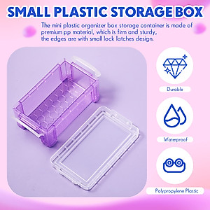 Tatuo 18 Pcs Small Plastic Crayon Box with Lid, 5.31'' x 2.95'' x 1.97'' Stackable Storage Case Mini Organizer Containers Clear Latch Storage Bins for Jewelry Beads Craft Office Fishing (Multicolor)