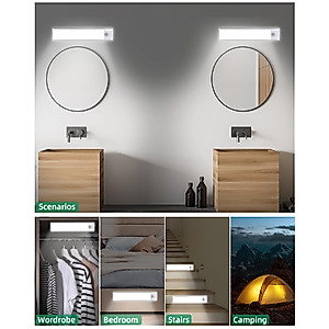 YDX LIGHT Magnetic Under Cabinet Lights,Under Counter Lighting Motion Sensor Wireless Rechargeable Battery Powered Cabinet Lights,6000K Operated Light for Kitchen Wardrobe, Closets, Hallway 3Packs